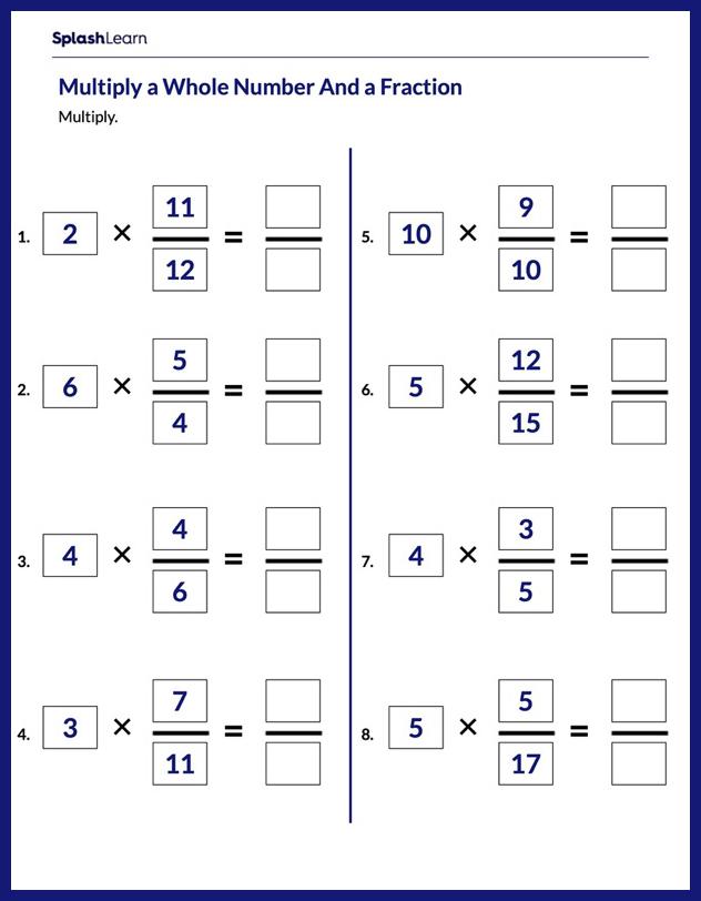 Multiply Fractions Worksheets For 4th Graders Online SplashLearn