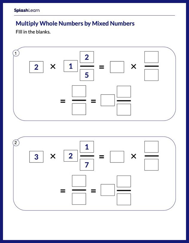Grade 5 Fractions Worksheets Multiplying Mixed Numbers K5 Learning 
