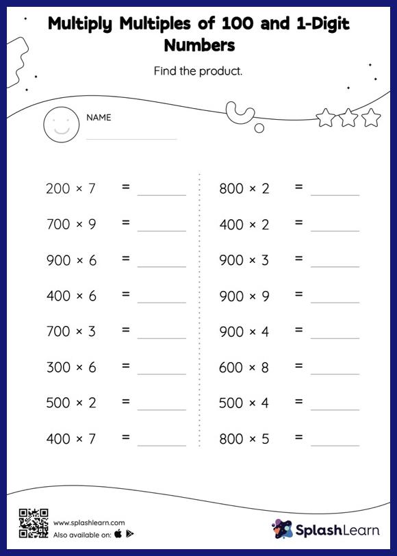 Multiply 3 digit By 1 digit Numbers Worksheets For 4th Graders Online SplashLearn
