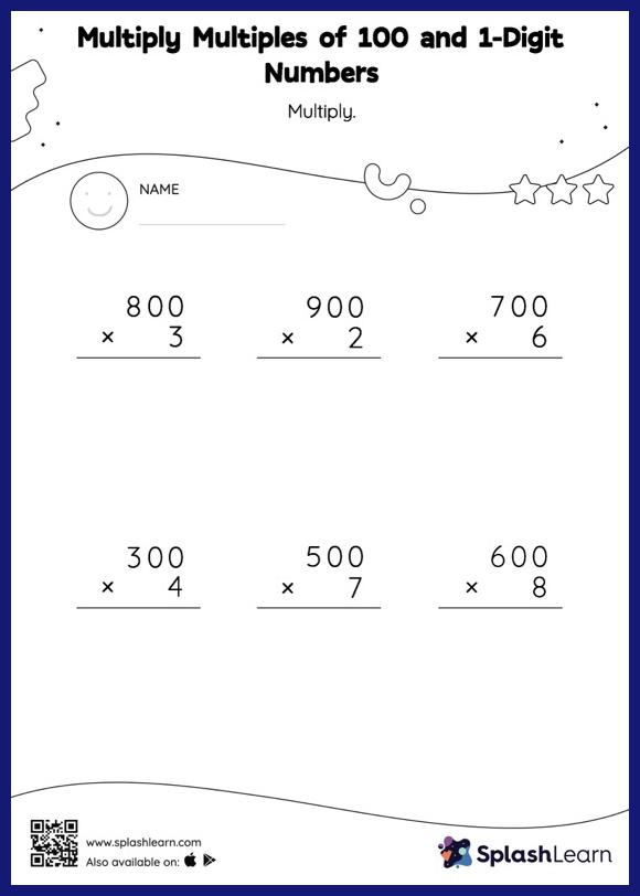 Multiply 3 digit By 1 digit Numbers Worksheets For Kids Online 