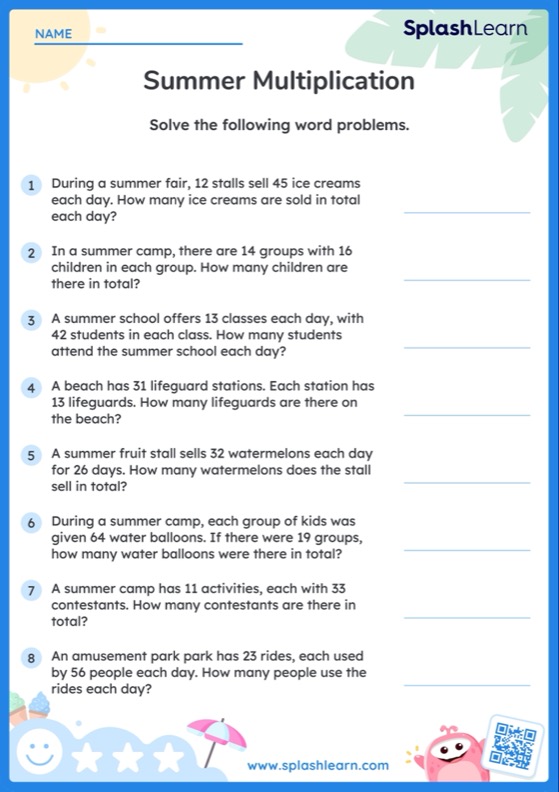 Multiplication Word Problems Worksheets Free Printable SplashLearn