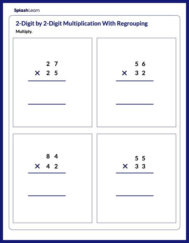 Multiply 2 digit By 2 digit Numbers Worksheets For Kids Online 