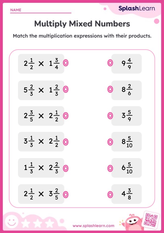 Free Printable Multiply Mixed Numbers Worksheets SplashLearn