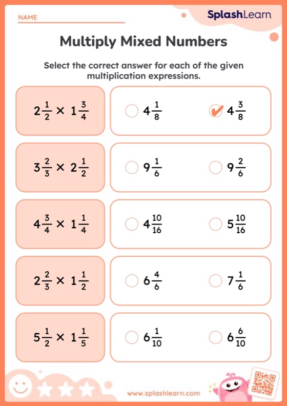 Multiply Mixed Numbers Worksheets Free Printable SplashLearn Multiply Mixed Numbers Worksheets Free Printable SplashLearn