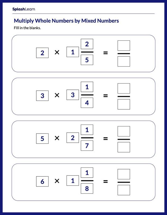 Multiply Mixed Numbers Worksheets Free Printable SplashLearn