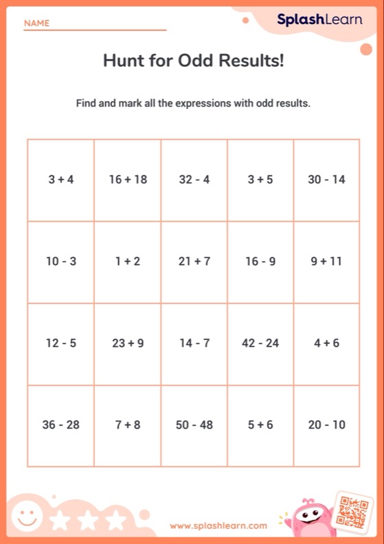 Odd Result In Addition And Subtraction Expressions Within 50 Worksheet Odd Result In Addition And Subtraction Expressions Within 50 Worksheet