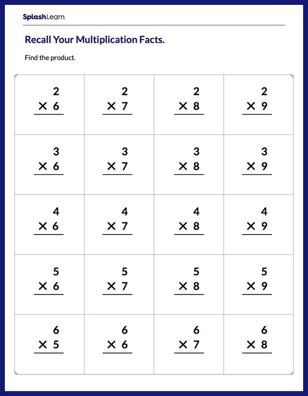 Times Tables Worksheets For 4th Graders Online SplashLearn
