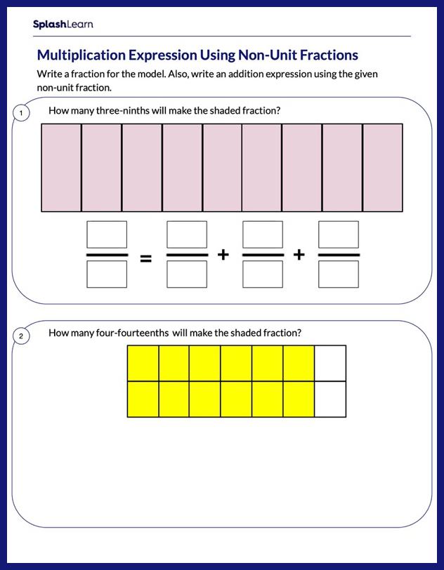 Multiplying Fractions By Whole Numbers Using Models Workshee
