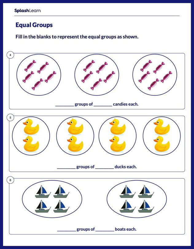 Multiplication Word Problems Using Equal Groups Math Worksheets 