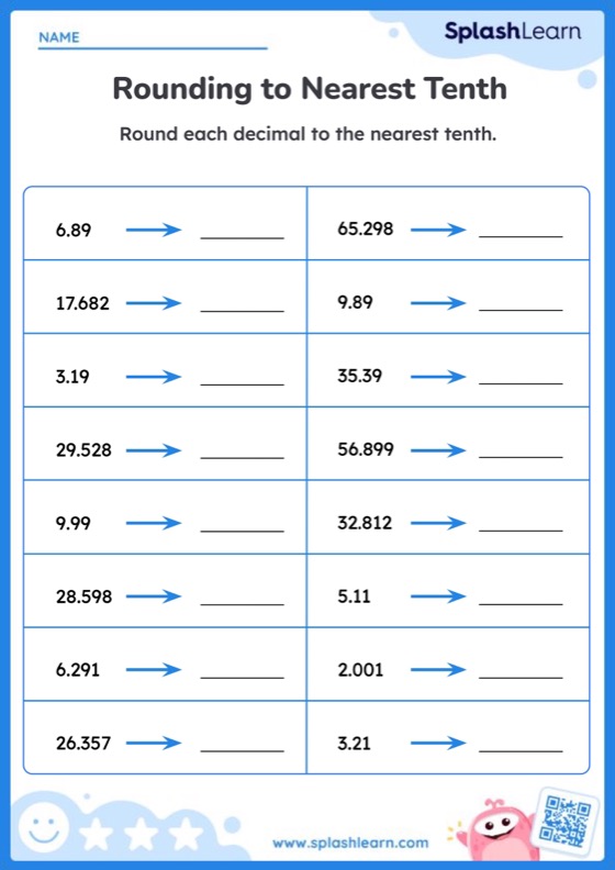 Rounding Decimals To The Nearest Tenth Worksheet