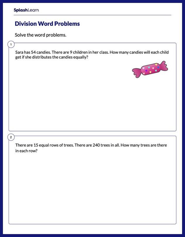 Real World Problems On Division Math Worksheets SplashLearn