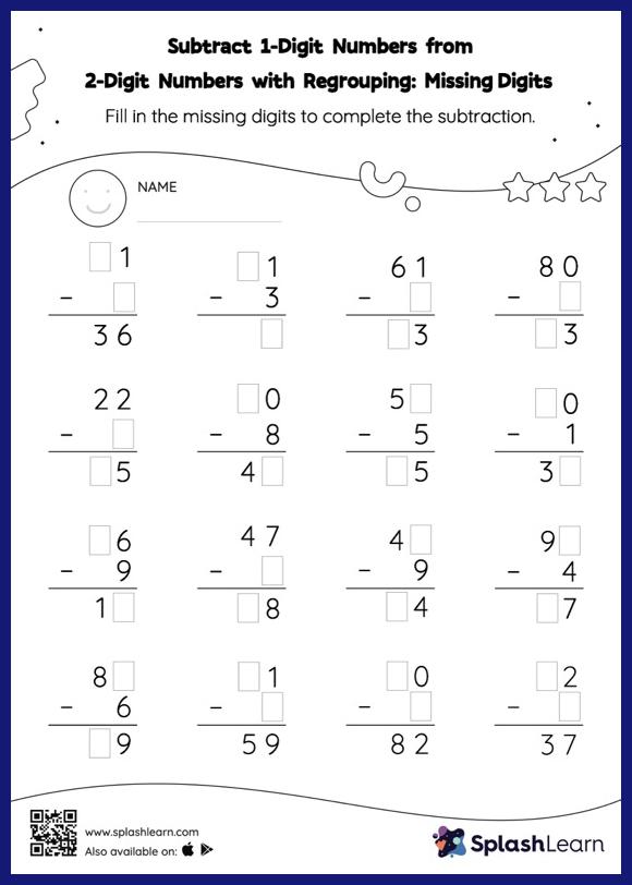 Subtract Within 100 With Regrouping Worksheets For Kids Online 