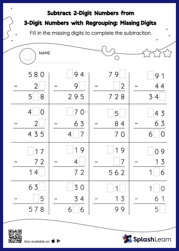 Subtract Within 1000 With Regrouping Worksheets For Kids Online 
