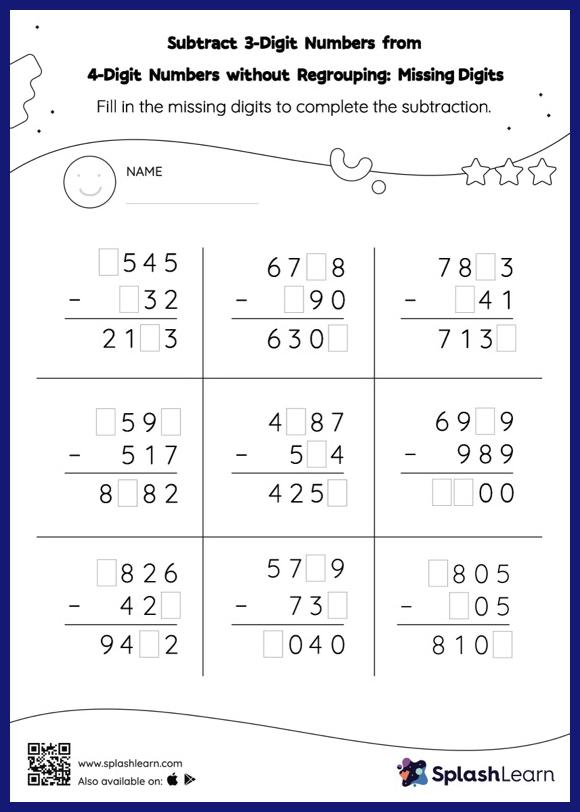Subtract Within 10000 Without Regrouping Educational Resources For Kids 