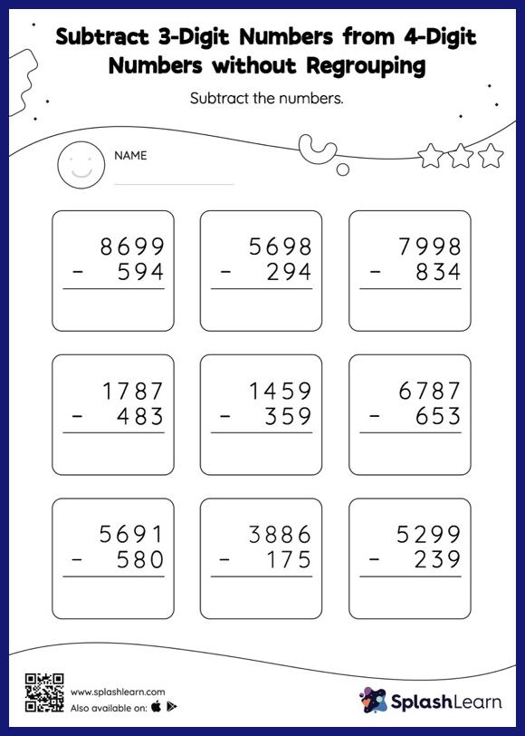 4 Digit Subtraction Worksheets Free Printable SplashLearn