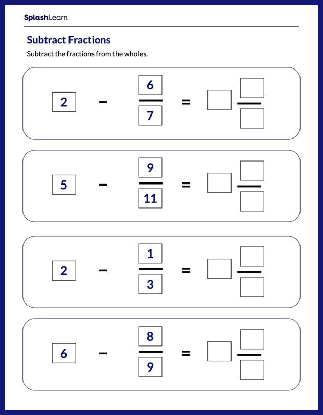 Add And Subtract Fractions Worksheets For 5th Graders Online SplashLearn