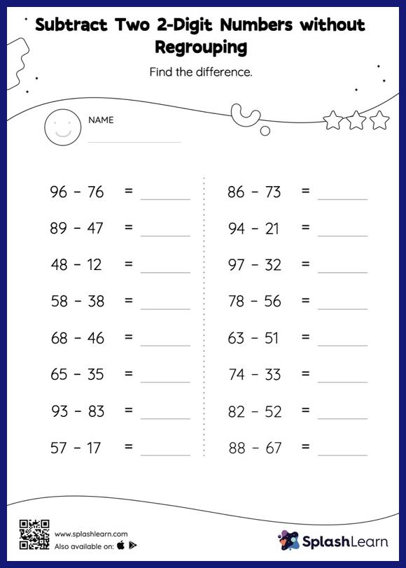 Subtraction Without Regrouping Worksheets Worksheets For Kindergarten