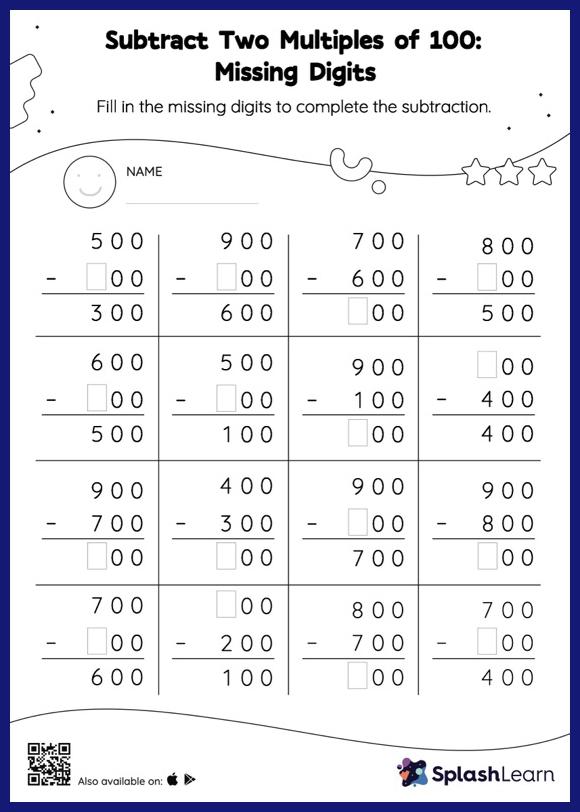Subtract Within 1000 Without Regrouping Worksheets For Kids Online