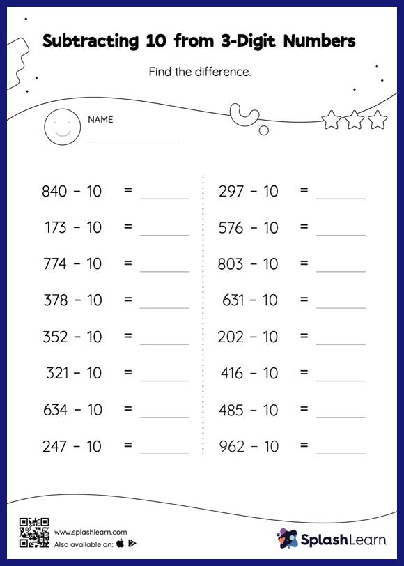 Subtract Within 1000 Without Regrouping Educational Resources For Kids 