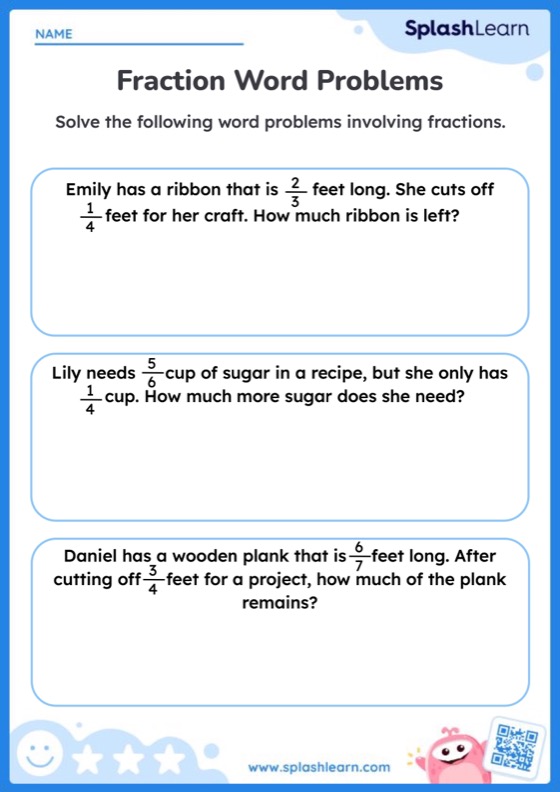 Subtract Fractions Worksheets Free Printable SplashLearn