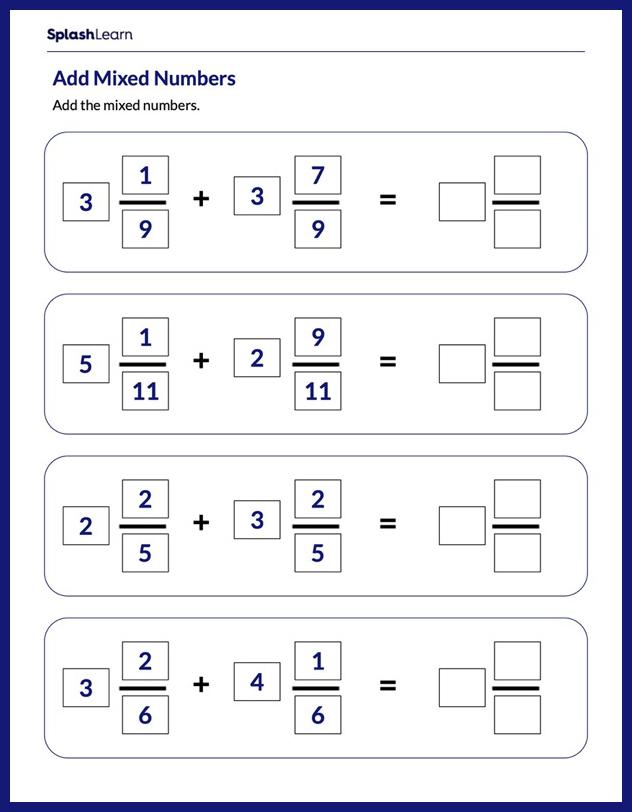 Add Mixed Numbers Worksheets For Kids Online