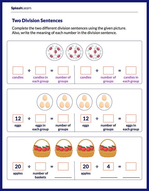 Division With Equal Groups Worksheets