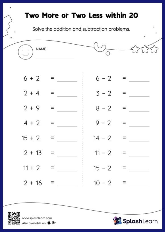 Addition Facts Within 20 Horizontal Addition Math Worksheets 