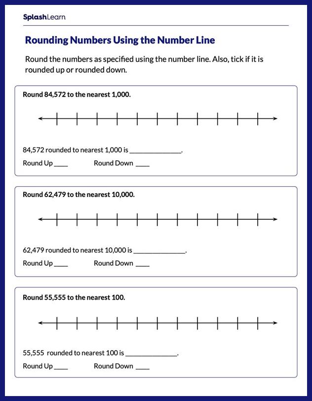 Use Number Line To Round Numbers Math Worksheets Splashlearn Hot 