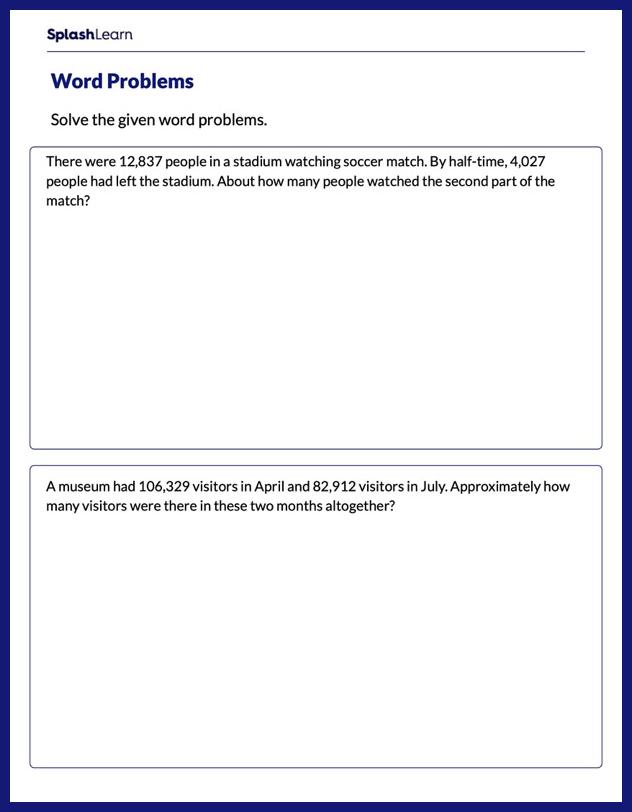 4th Grade Word Problem Worksheets Printable K5 Learning Grade 4 Mixed 