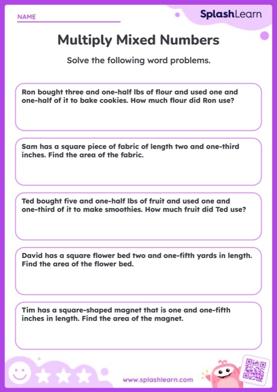 Multiply Mixed Numbers Worksheets Free Printable SplashLearn