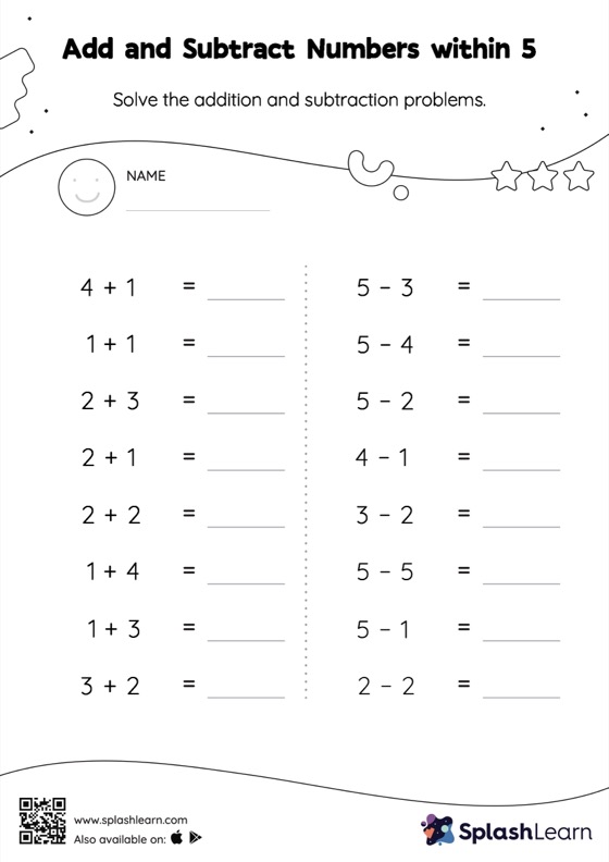 Add And Subtract Numbers Within 5 Horizontal Addition And Subtraction Add And Subtract Numbers Within 5 Horizontal Addition And Subtraction