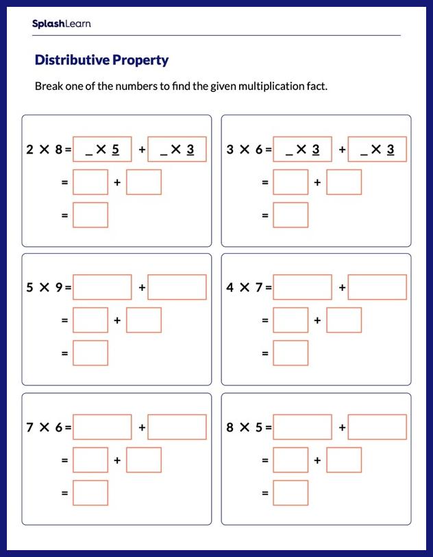 Year 4 Maths Distributive Property Of Multiplication Worksheets Free