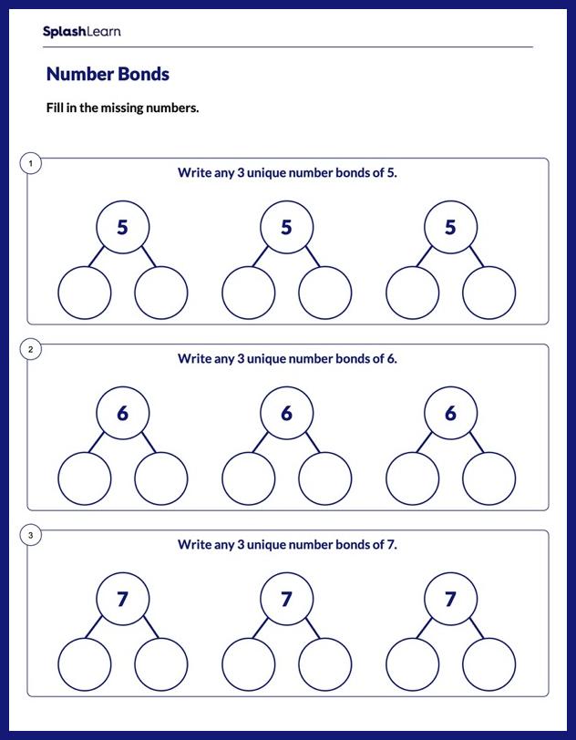 Form Different Number Bonds Of 5 6 7 Worksheet Form Different Number Bonds Of 5 6 7 Worksheet