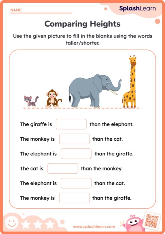Identify Taller Or Shorter Worksheet Identify Taller Or Shorter Worksheet