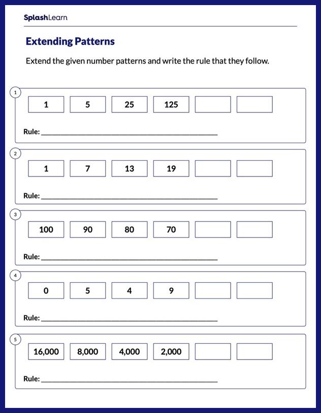 Number Patterns Worksheets Free Printable SplashLearn