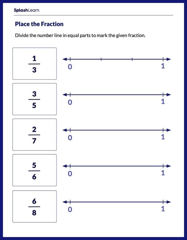 Mark The Fraction On Number Line Worksheet