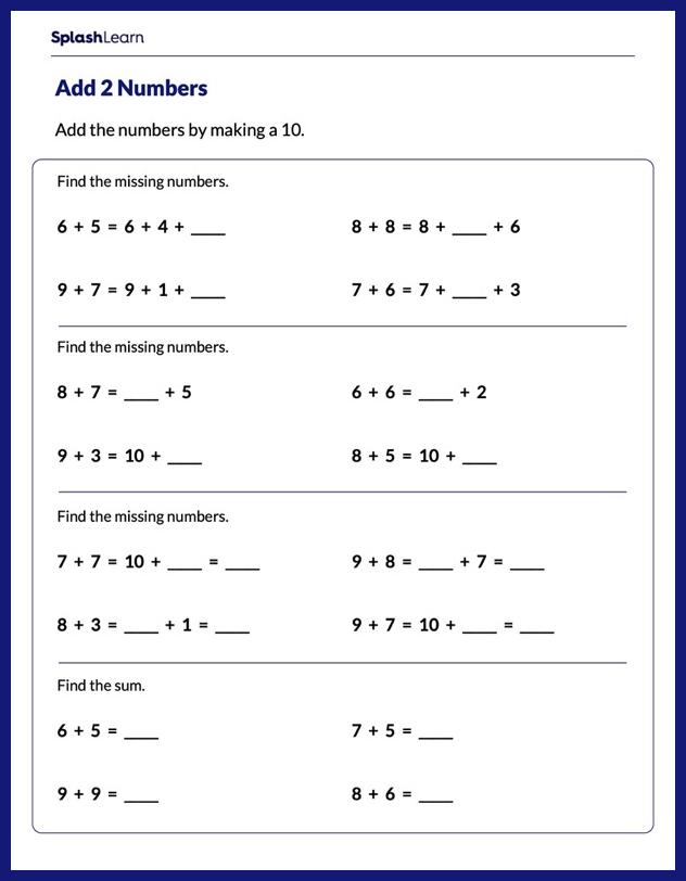 Make A Ten To Add Worksheet Make A Ten To Add Worksheet