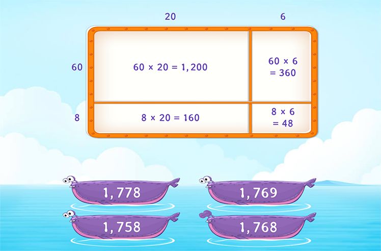Multiply 2 Digit Numbers Using Area Model Game Math Games SplashLearn