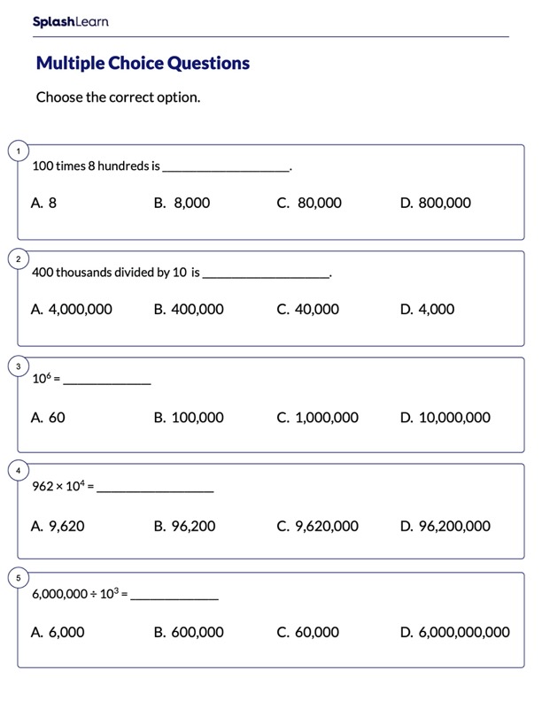 Place Value and Powers of 10 - Math Worksheets - SplashLearn