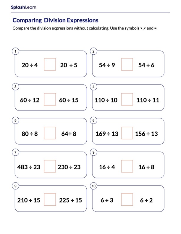 Division Worksheets for 4th Graders Online - SplashLearn