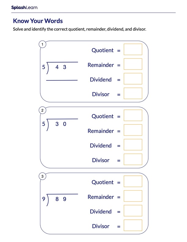 Division Worksheets for 5th Graders Online - SplashLearn