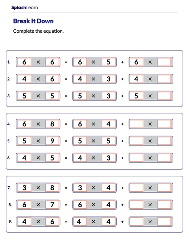 Find the Missing Expression - Math Worksheets - SplashLearn