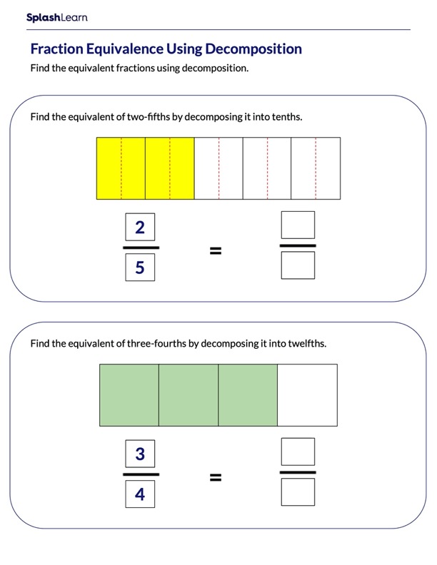 Equivalent Fractions Worksheets For 4th Graders Online SplashLearn