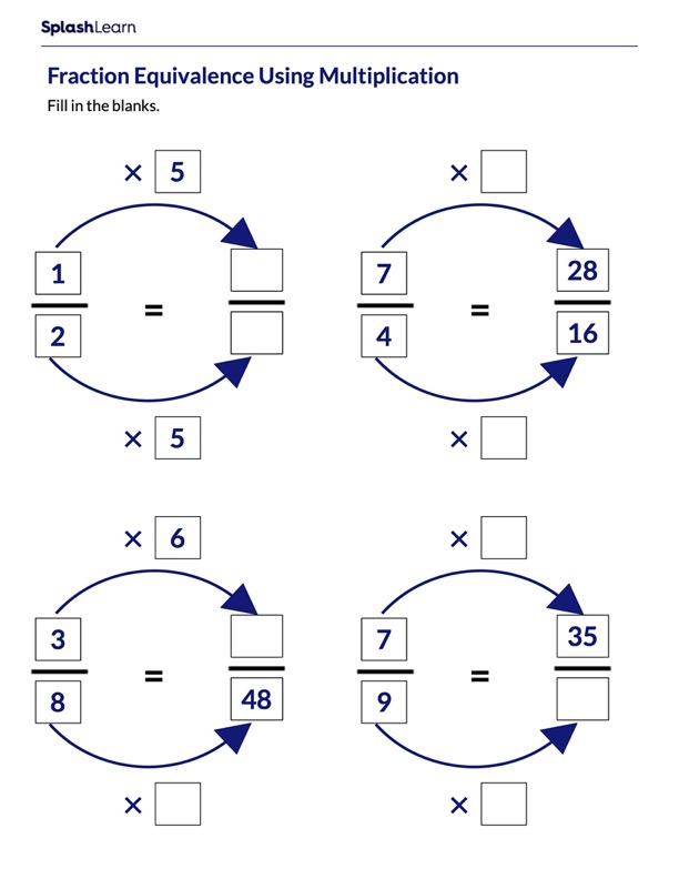 Equivalent Fractions Worksheets For 4th Graders Online SplashLearn