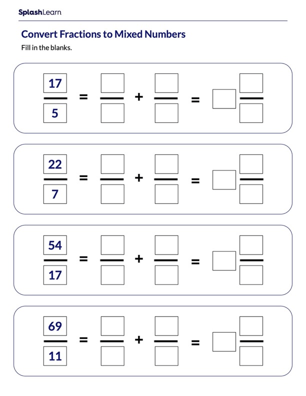 Decompose Fractions 4th Grade Worksheet