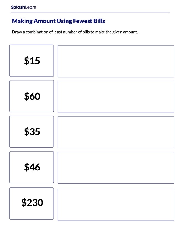 Counting Money Worksheets for Kids Online - SplashLearn