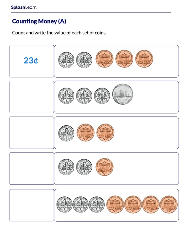 Coin Worksheets 2nd Grade